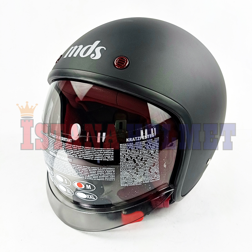 Jual HELM MDS MAGNUM RETRO BLACK DOFF | Shopee Indonesia