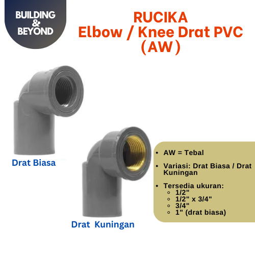 Jual ELBOW / KNEE DRAT DALAM POLOS DAN KUNINGAN PVC RUCIKA AW (TEBAL) | Shopee Indonesia