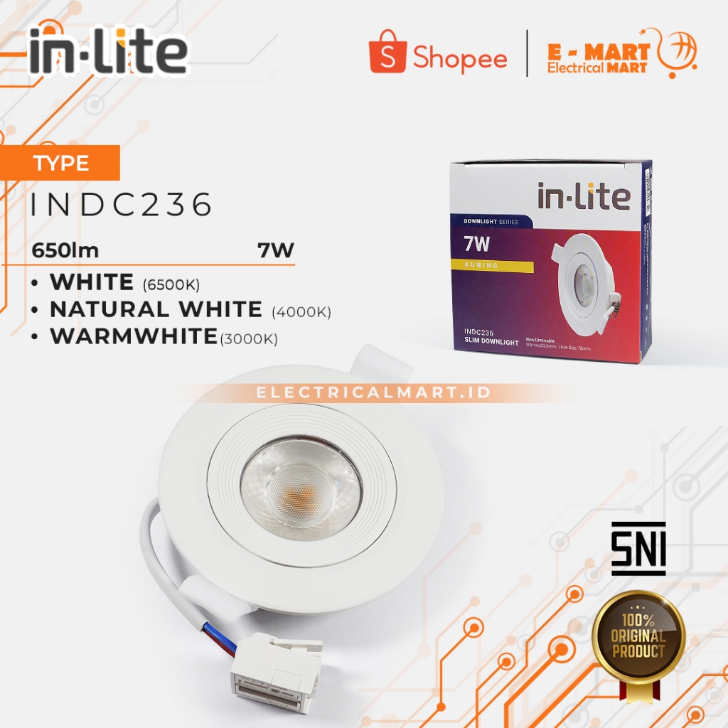 Jual INLITE SLIM Downlight 3” 7Watt 9Watt Putih Kuning INDC236 | Shopee ...