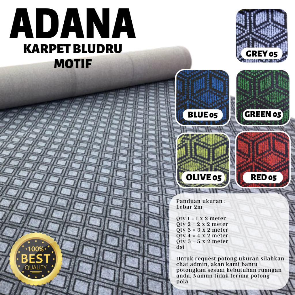 Jual Karpet Bludru 1mtr x 2 mtr (Lebar 2 mtr) Adana Motif Karpet Wool ...