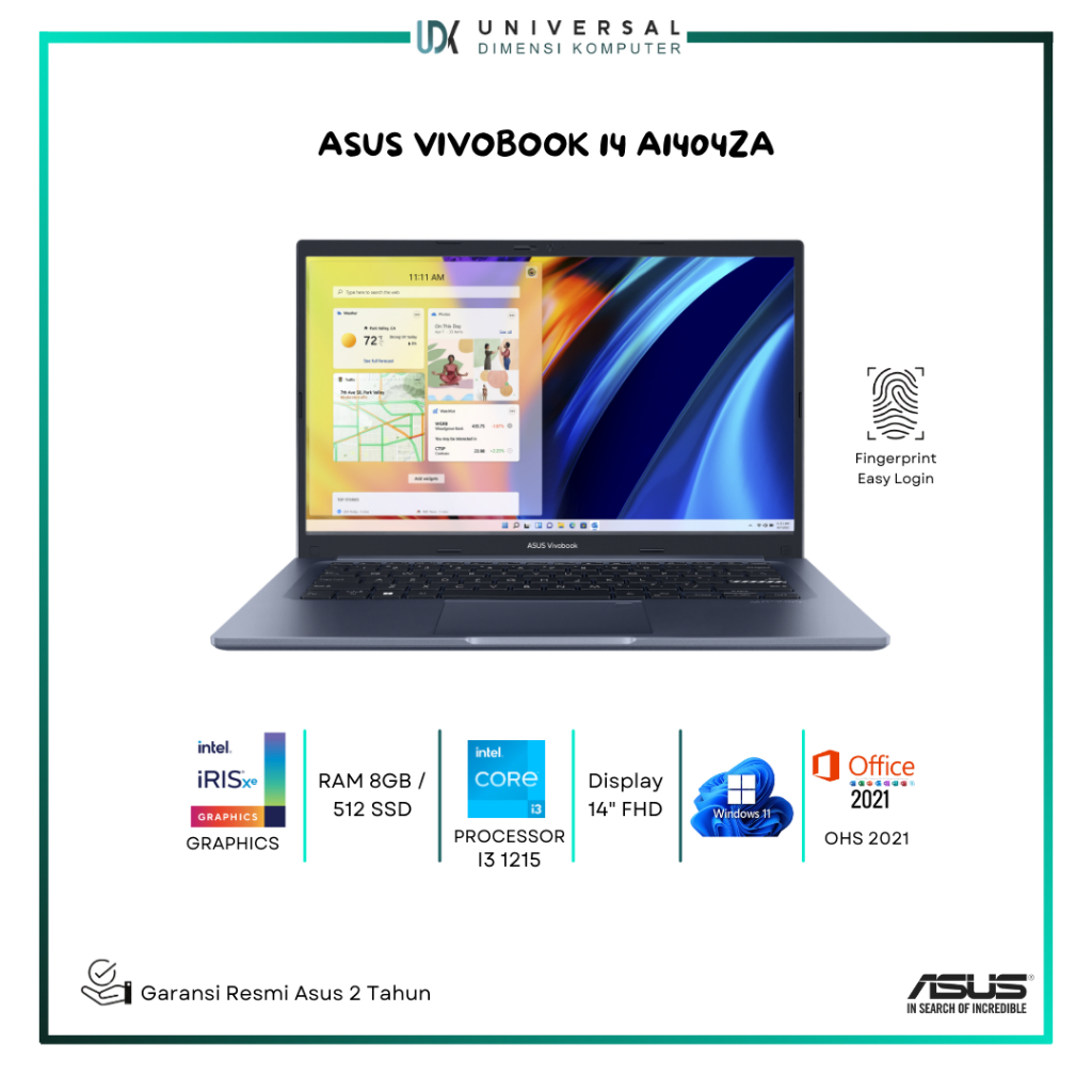 Jual ASUS VIVOBOOK 14 A1404ZA I3 1215 8GB 512GB 14 INCH W11+OHS ...