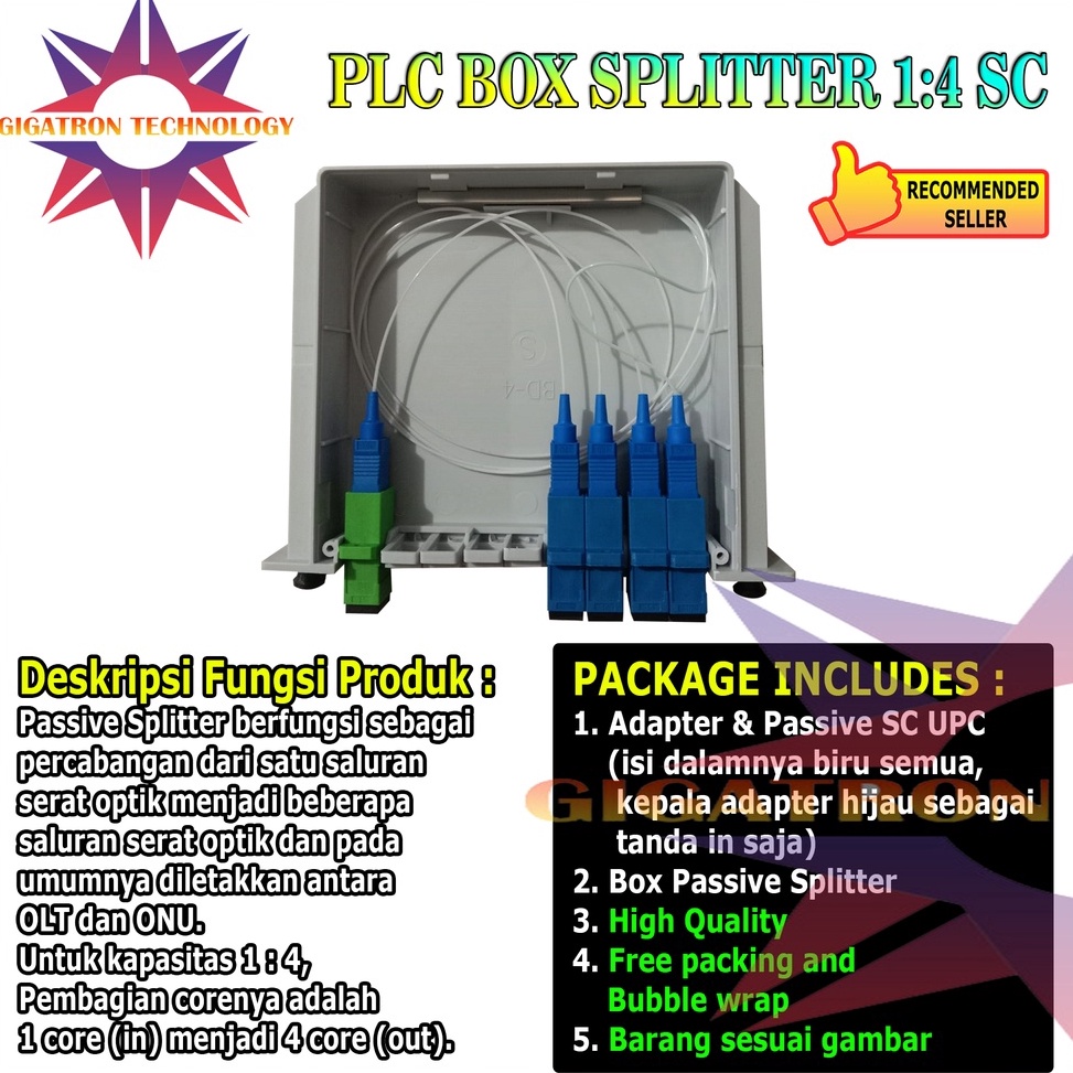 Jual stok baru Passive Splitter Box 14 SC UPC Pasif Splitter PLC BOX FO ...