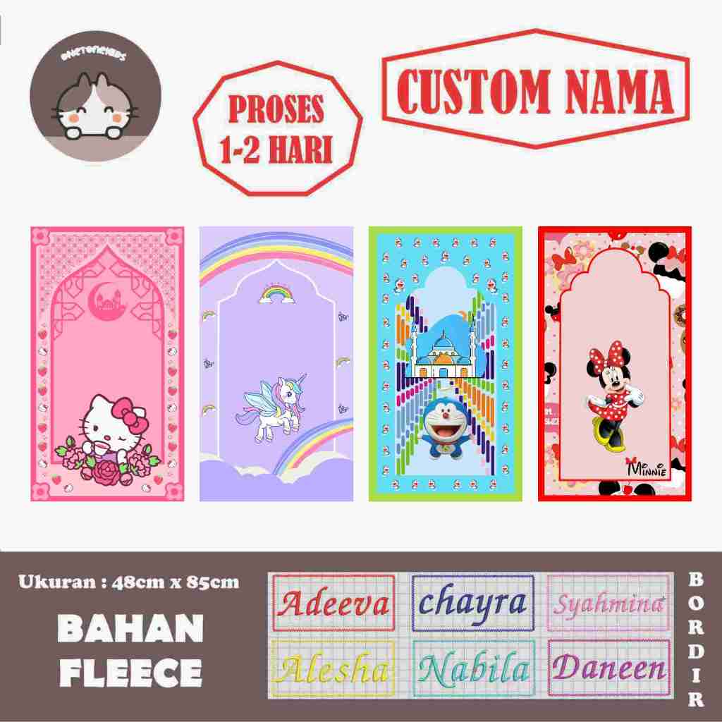 Jual (BISA CUSTOM NAMA BORDIR) SAJADAH ANAK CUSTOM NAMA TK/SD | Shopee ...