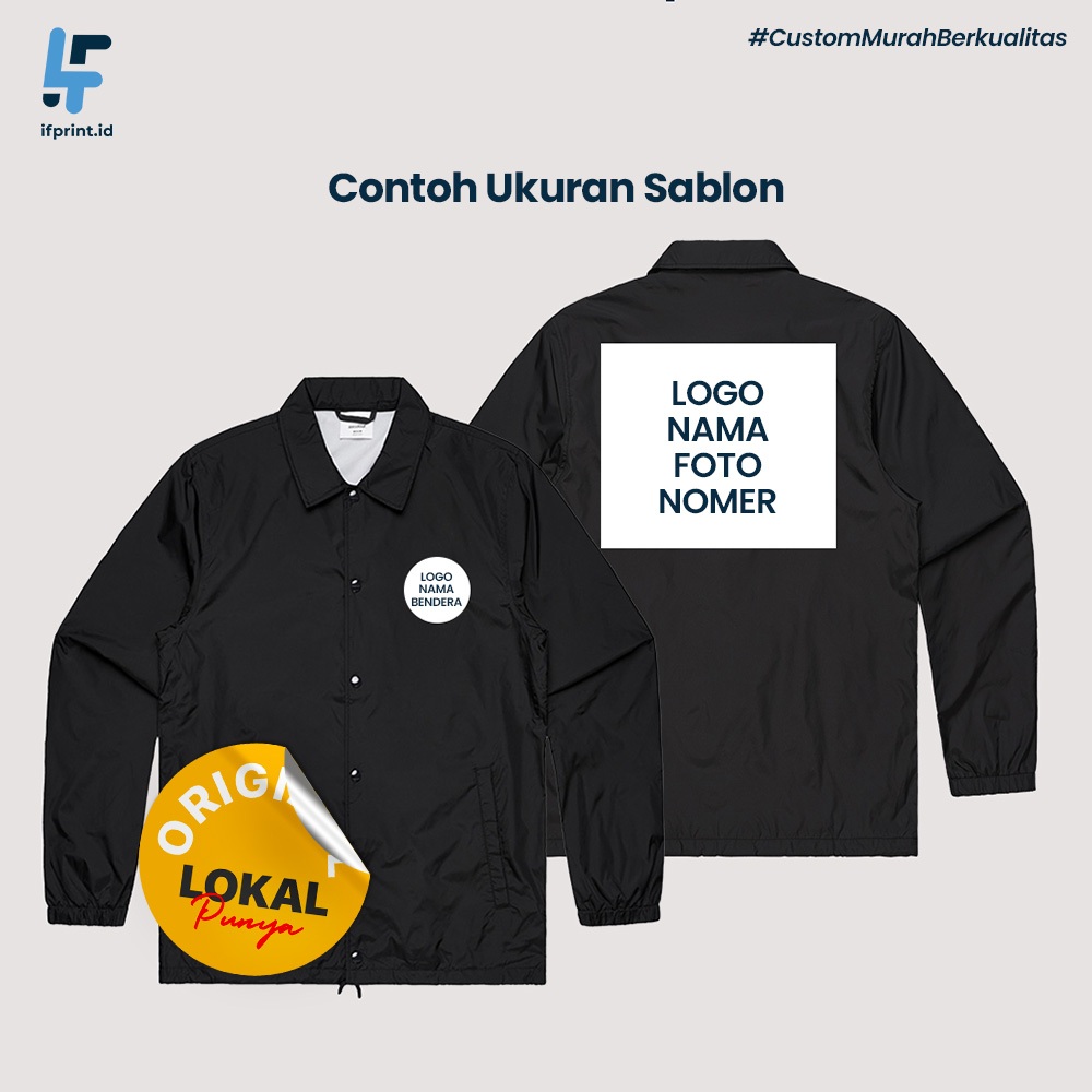 Jual JAKET COACH CUSTOM SABLON SATUAN JAKET COACH BAHAN ANTI AIR PRIA ...