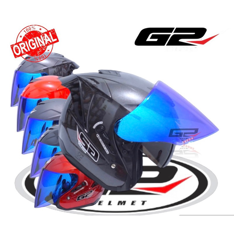 Jual HELM G2 OPTIMAX SOLID GUNMET DOUBLE VISOR ORIGINAL (PAKET GANTENG ...