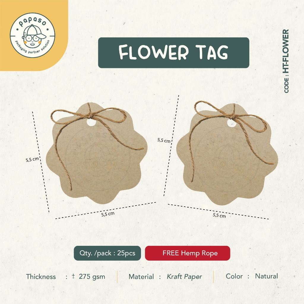 Jual Flower Tag / Hang Tag Bunga / Kraft Tag / Tali Rami / 5,5x5,5cm ...