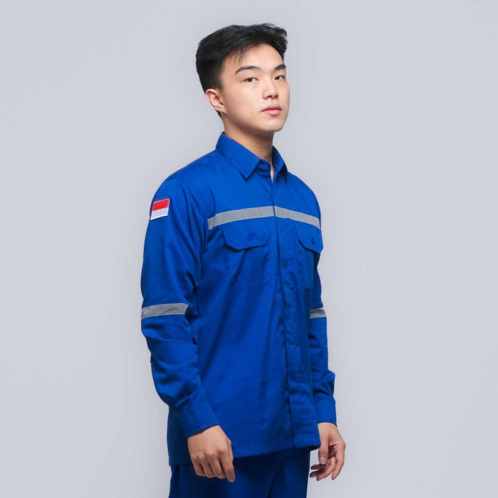 Jual Baju Kemeja Safety Wearpack Warna Biru Benhur Seragam Kerja Proyek ...