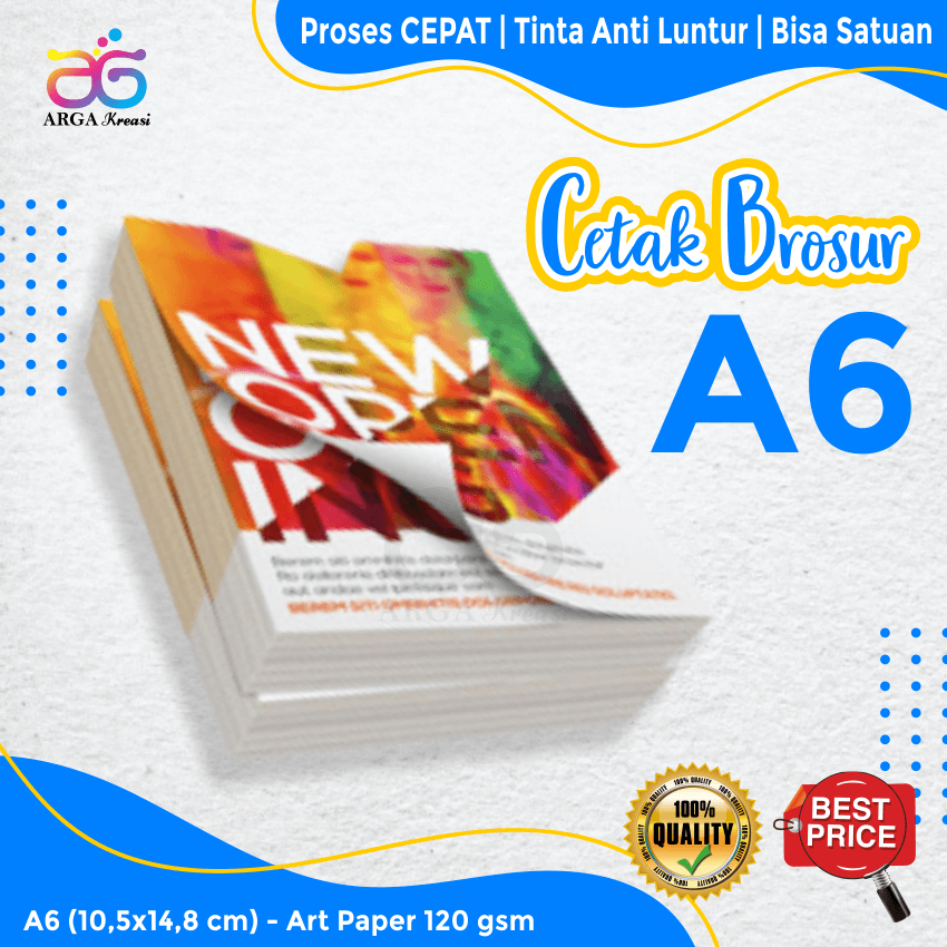 Jual Cetak Brosur A6 Kecil Murah Custom 1 Sisi / 2 Sisi Art Paper 120 ...