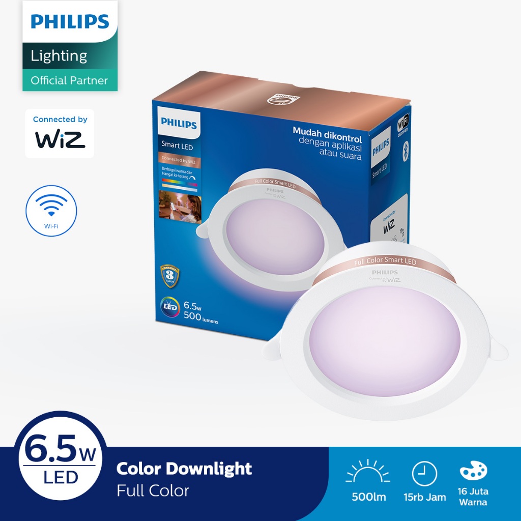 Jual Philips Lampu Smart WiFi Downlight 6.5W Tunable White and Color | Shopee Indonesia