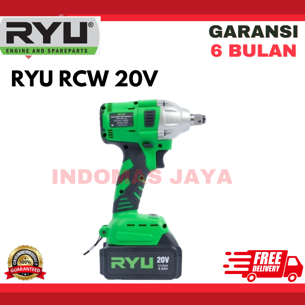 Jual MESIN CORDLESS IMPACT WRENCH BRUSHLESS MESIN BUKA BAUT RYU RCW 20V ...