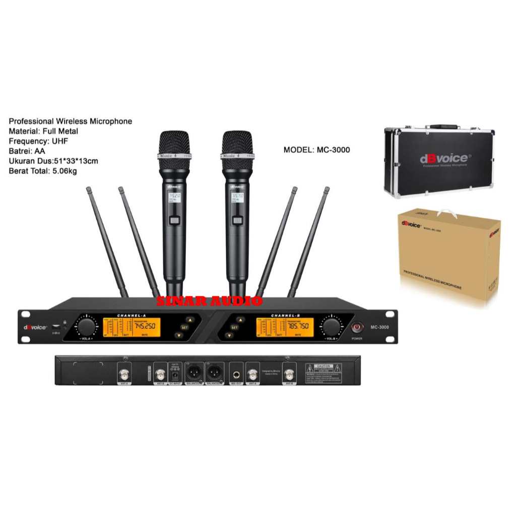 Jual MIC WIRELESS DBVOICE MC3000 MICROPHONE MC 3000 PEGANG2 FREE KOPER ...