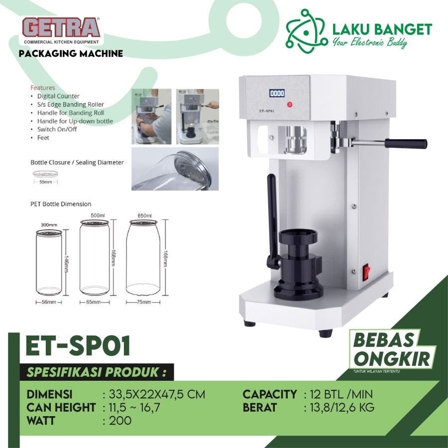 Jual Getra Can Sealing Machine ET-SP01 / Mesin Pemasang Tutup Kaleng ...