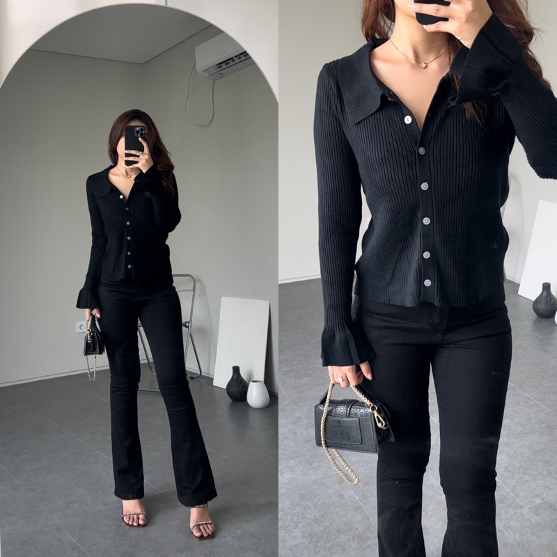 Jual JENNY TOP — Rose | knit top | kemeja knit | cardigan knit ...