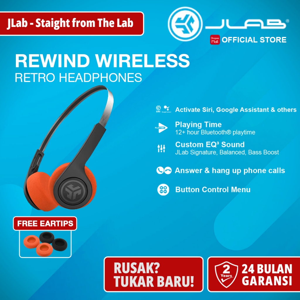 Jual JLab Rewind Wireless Retro Headphone Bluetooth TWS True Wireless ...