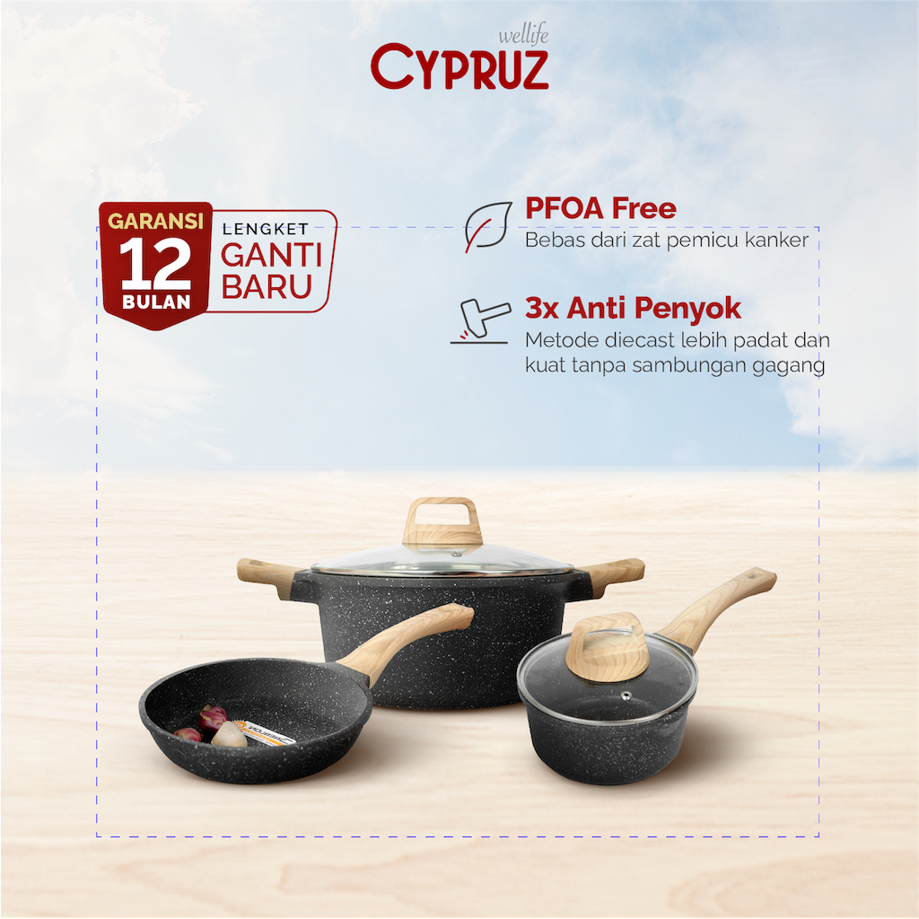 Jual Cypruz Cookware Set Granite Diecast Series Panci Set Premium Anti ...