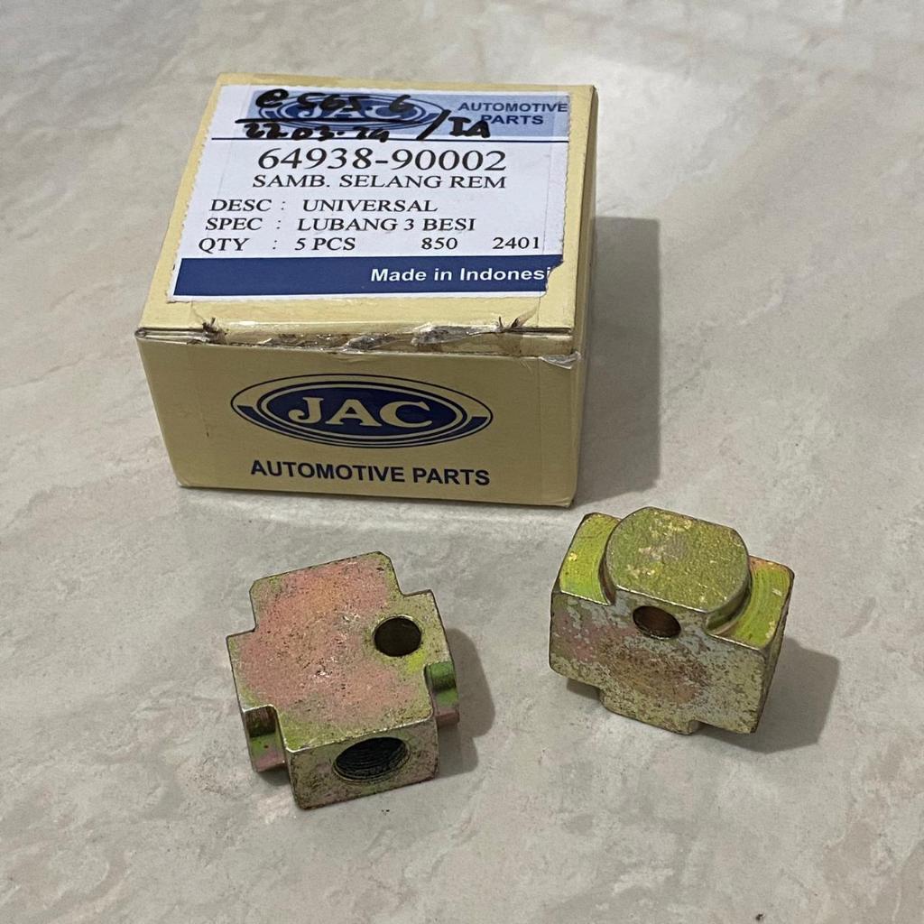 Jual JAC Nepel Sambungan Selang Rem Besi Cabang Tiga Lubang Universal ...