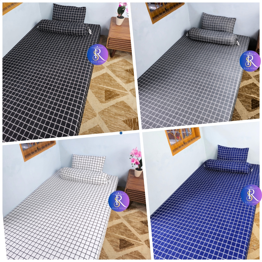 Jual Sprei Single No.4 90x200 Motif Aesthetic Monochrome Kotak Hitam ...