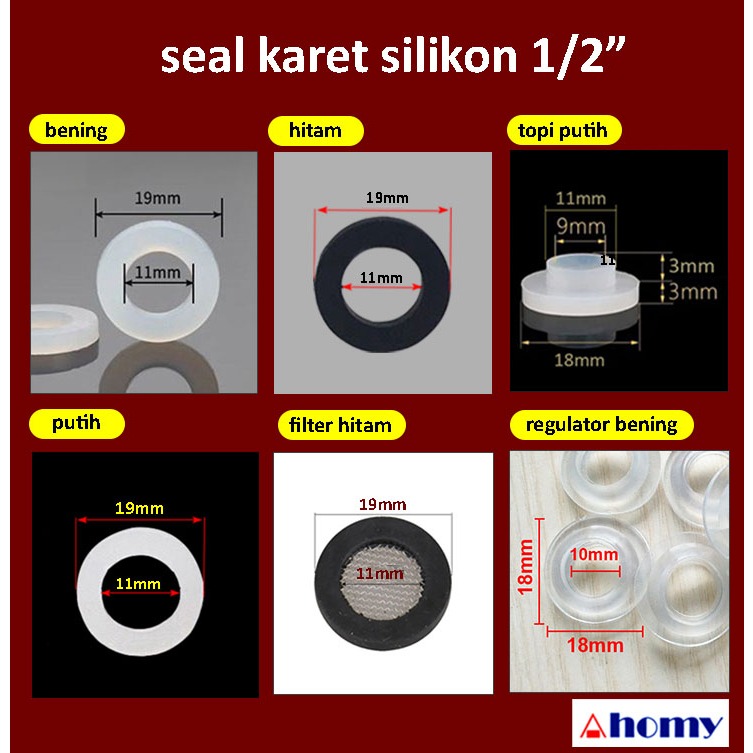 Jual seal karet silikon 1/2” selang fleksibel shower bidet water heater ...