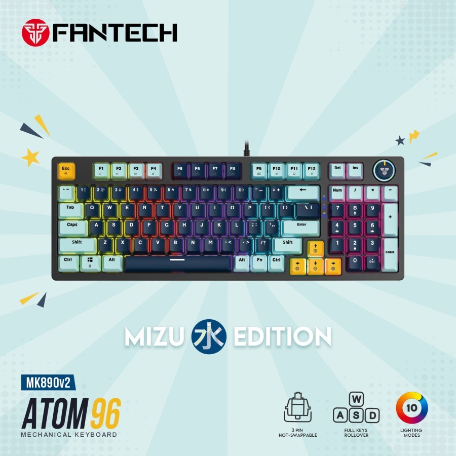 Jual FANTECH Atom81 MK875 V2 Wired Mechanical Gaming Keyboard Mizu Edition - AGP | Shopee Indonesia
