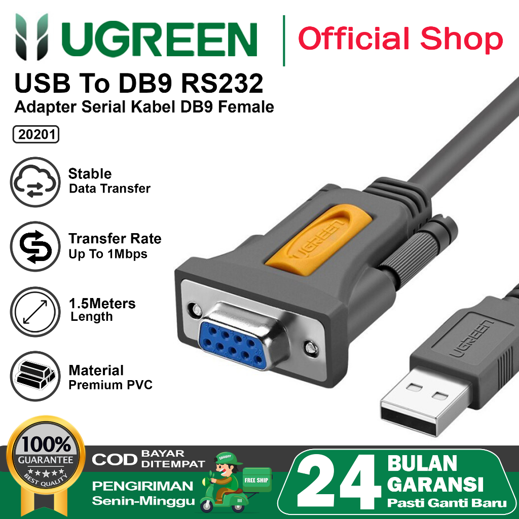 Jual UGREEN Converter Adapter Kabel USB to Serial DB9 RS232 Female ...