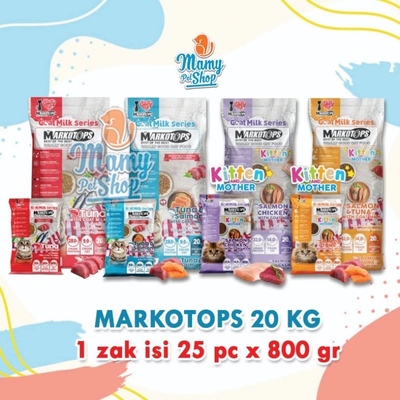 Jual MARKOTOPS 20 KG PAKAN KUCING 1 ZAK ISI 25 pc x 800 gr | Shopee ...