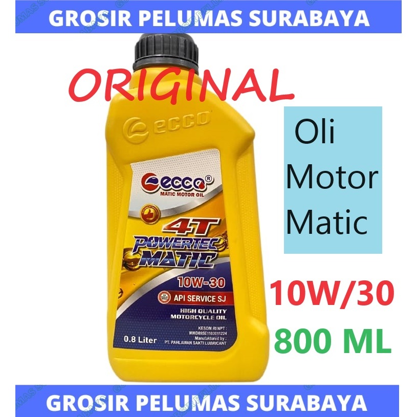 Jual ASLI MURAH SNI Oli Motor Matic Scooter ECCO 4T Power Matic 10W-30 800ML 800 ml ber SNI ...