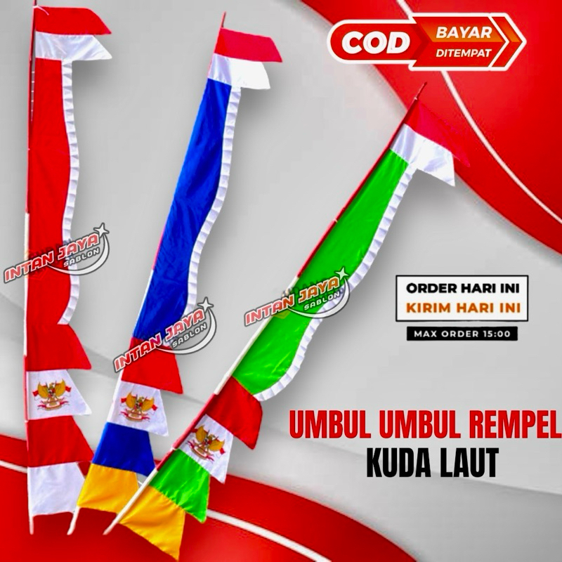 Jual BENDERA UMBUL UMBUL REMPEL KUDA LAUT MERAH PUTIH &WARNA / UMBUL UMBUL REMPEL | Shopee Indonesia