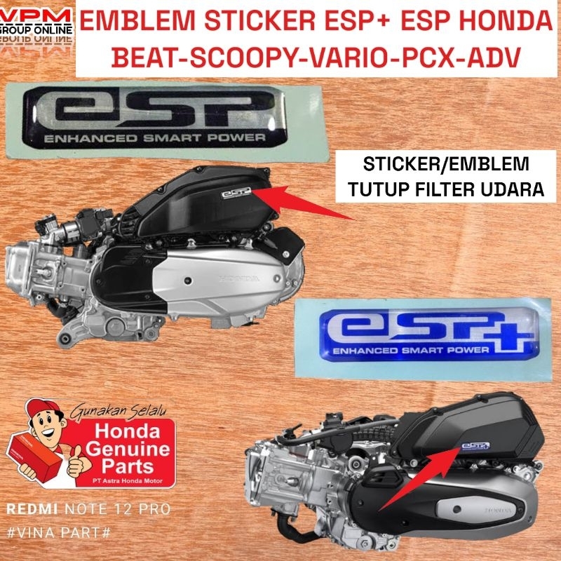 Jual emblem stiker sticker esp esp+ honda tutup box filter udara beat ...