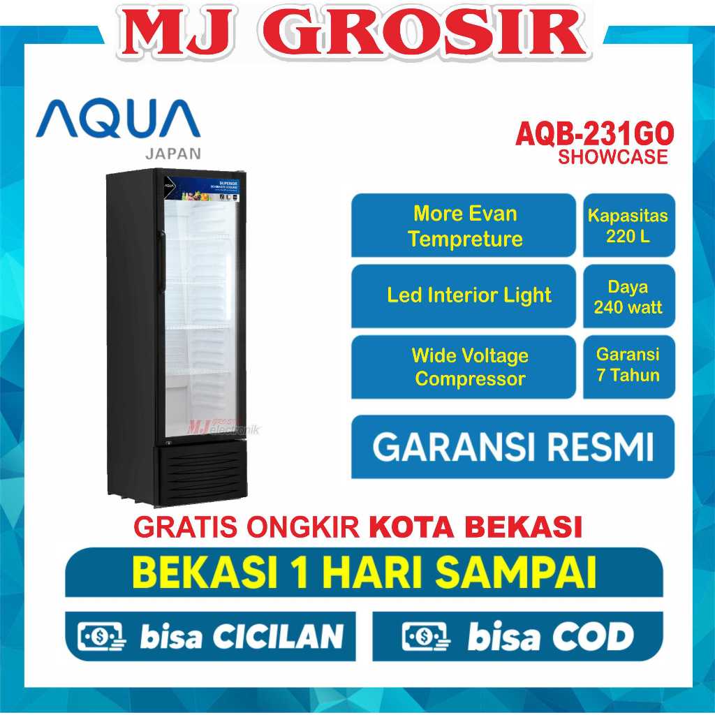 Jual SHOWCASE AQUA JAPAN AQB 240 / AQB 231 GO DISPLAY COOLER KULKAS LOW ...