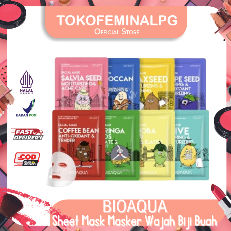Jual Bioaqua Sheet Mask Masker Wajah Biji Buah | Shopee Indonesia