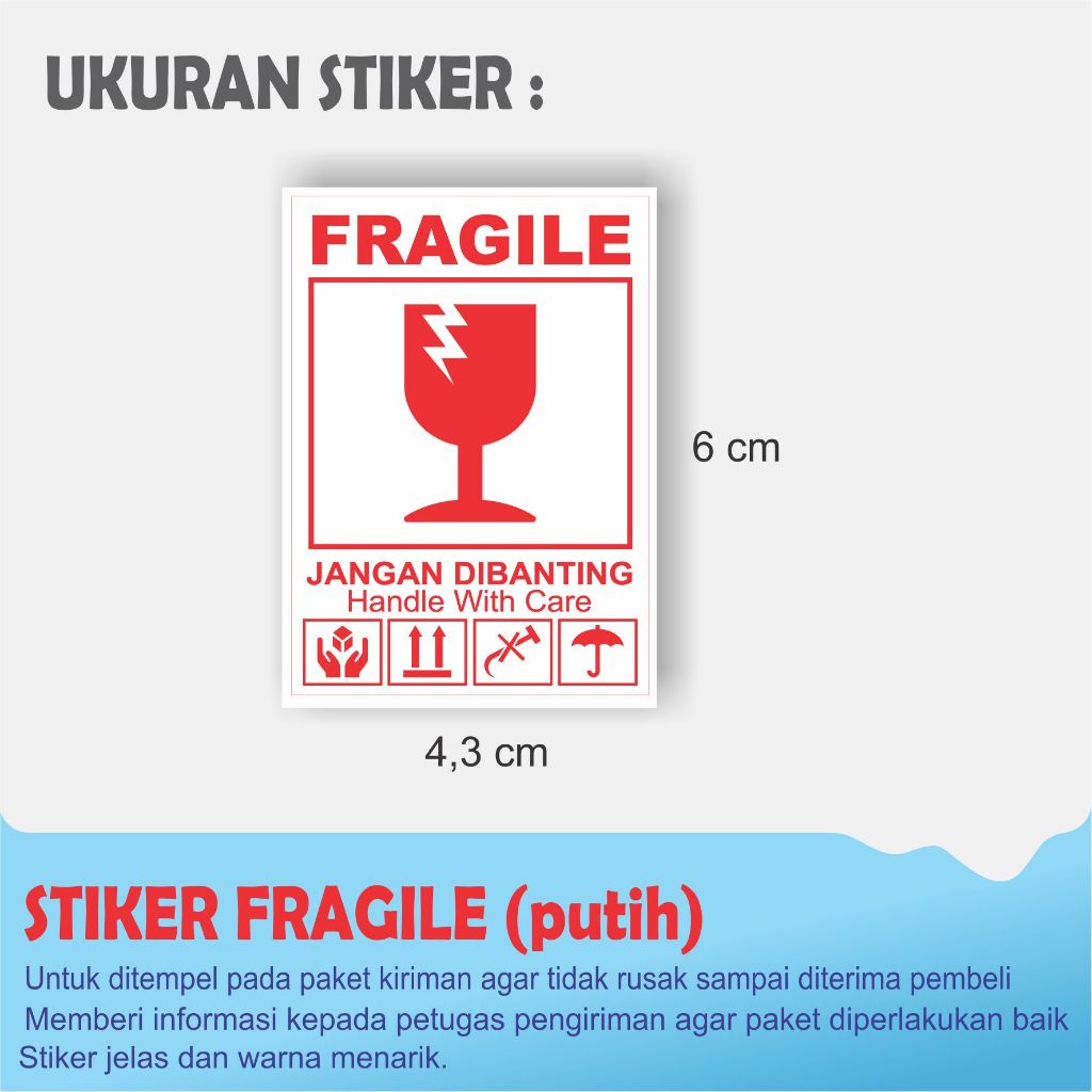 Jual STIKER FRAGILE PUTIH VERTIKAL 1 SET ISI 50 PCS | Shopee Indonesia
