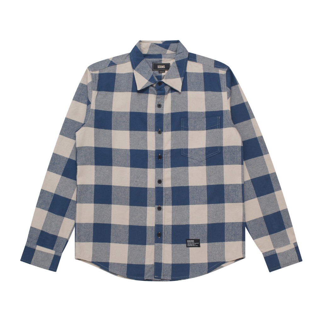 Jual Screamous Kemeja Flannel APSWIL NAVY CREAM | Shopee Indonesia