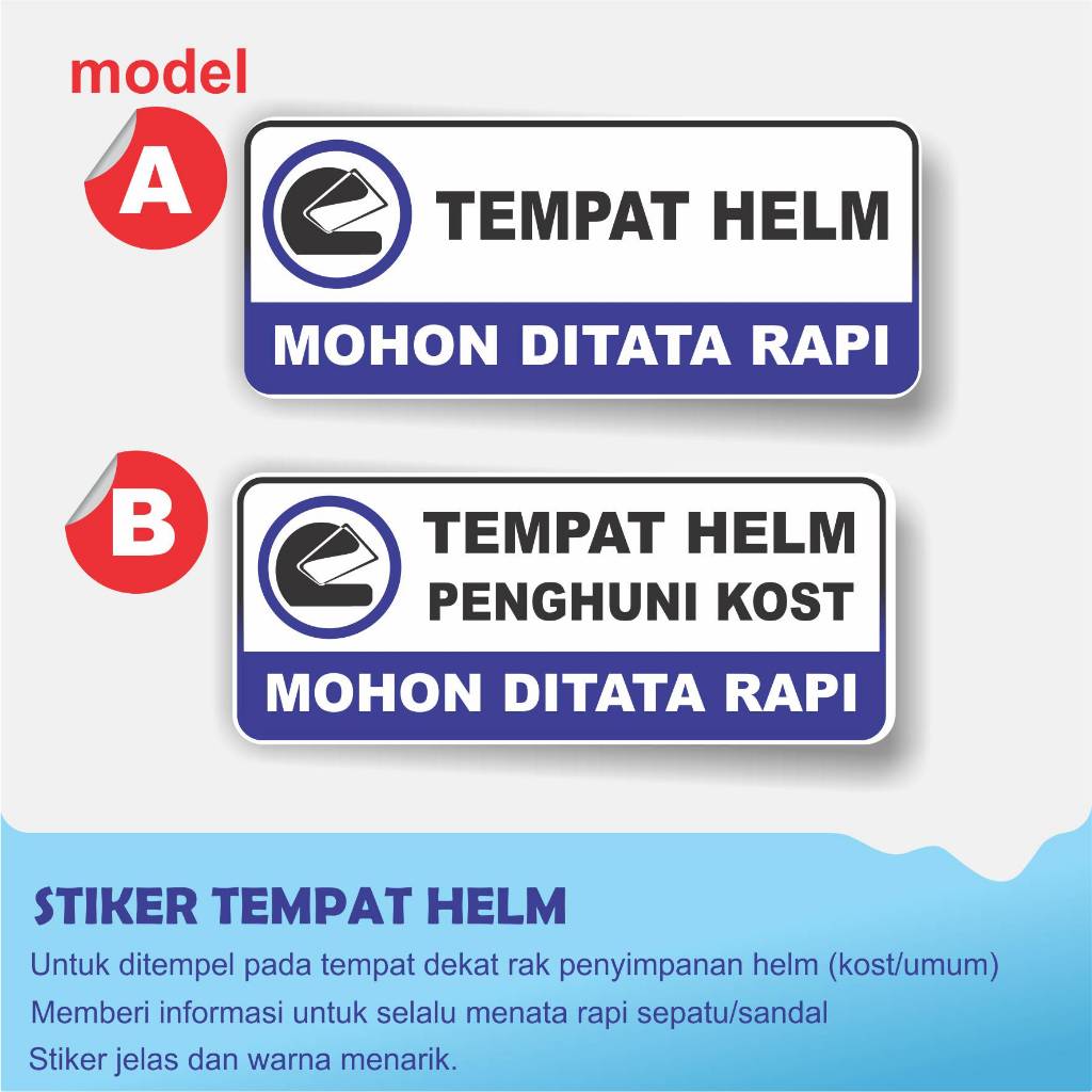 Jual STIKER TEMPAT HELM PENGHUNI KOST DITATA RAPI 20 X 8 CM | Shopee ...