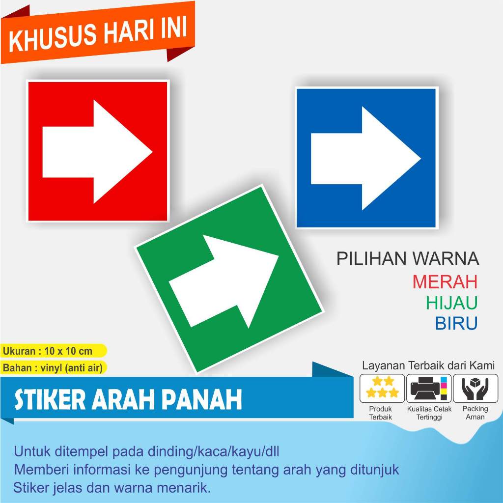 Jual STIKER TANDA ARAH PANAH MERAH HIJAU BIRU | Shopee Indonesia
