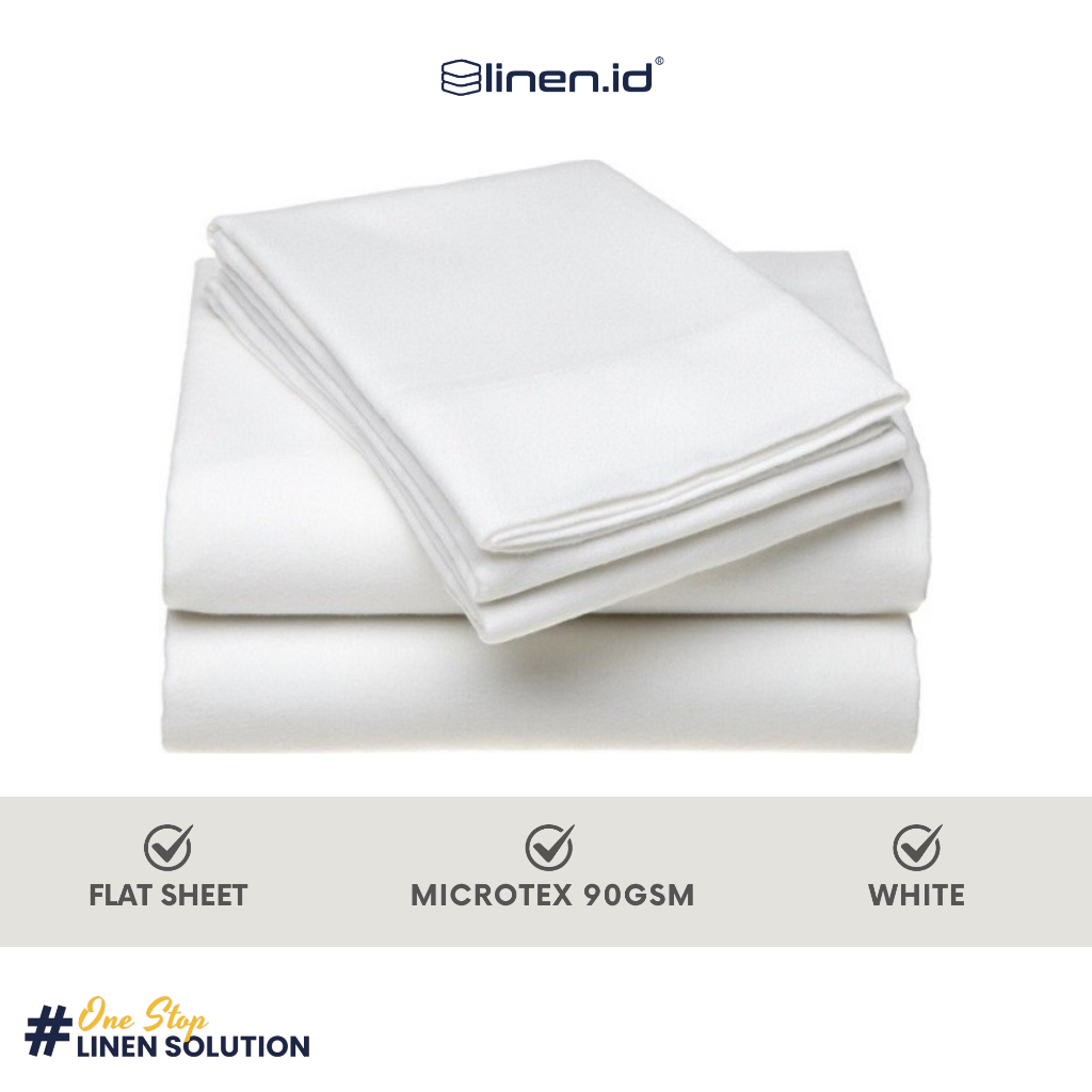 Jual [Sprei Hotel] Flat Sheet Putih Polos Microtex 90gsm Tanpa Karet ...