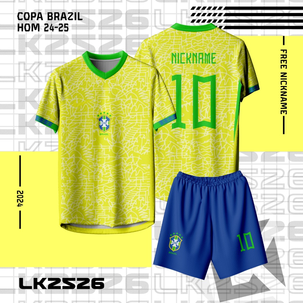 Jual Jersey Club Bola Custom - BRAZIL COPA HOME 24/25 | Gratis Nama ...