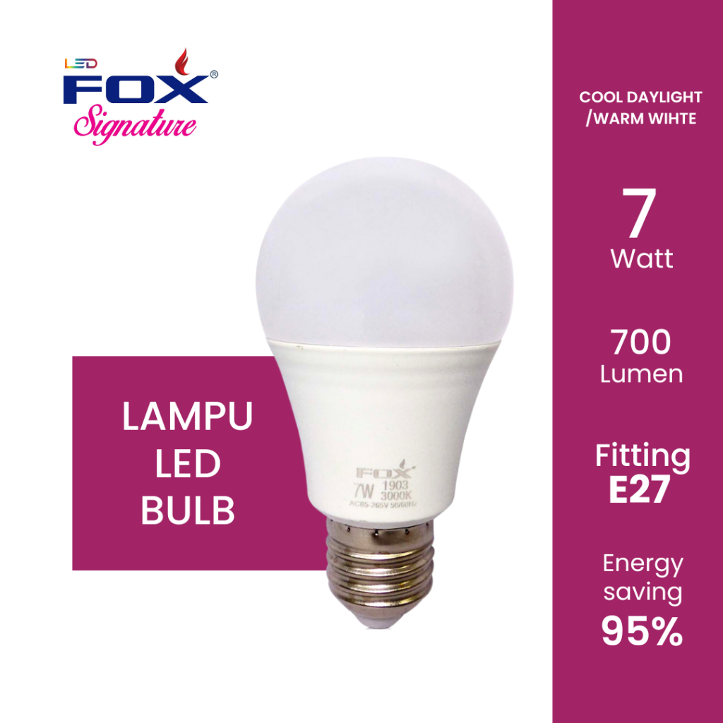 Jual FOX Signature Lampu LED Bulb 7 Watt - Cahaya Putih/Kuning | Shopee ...