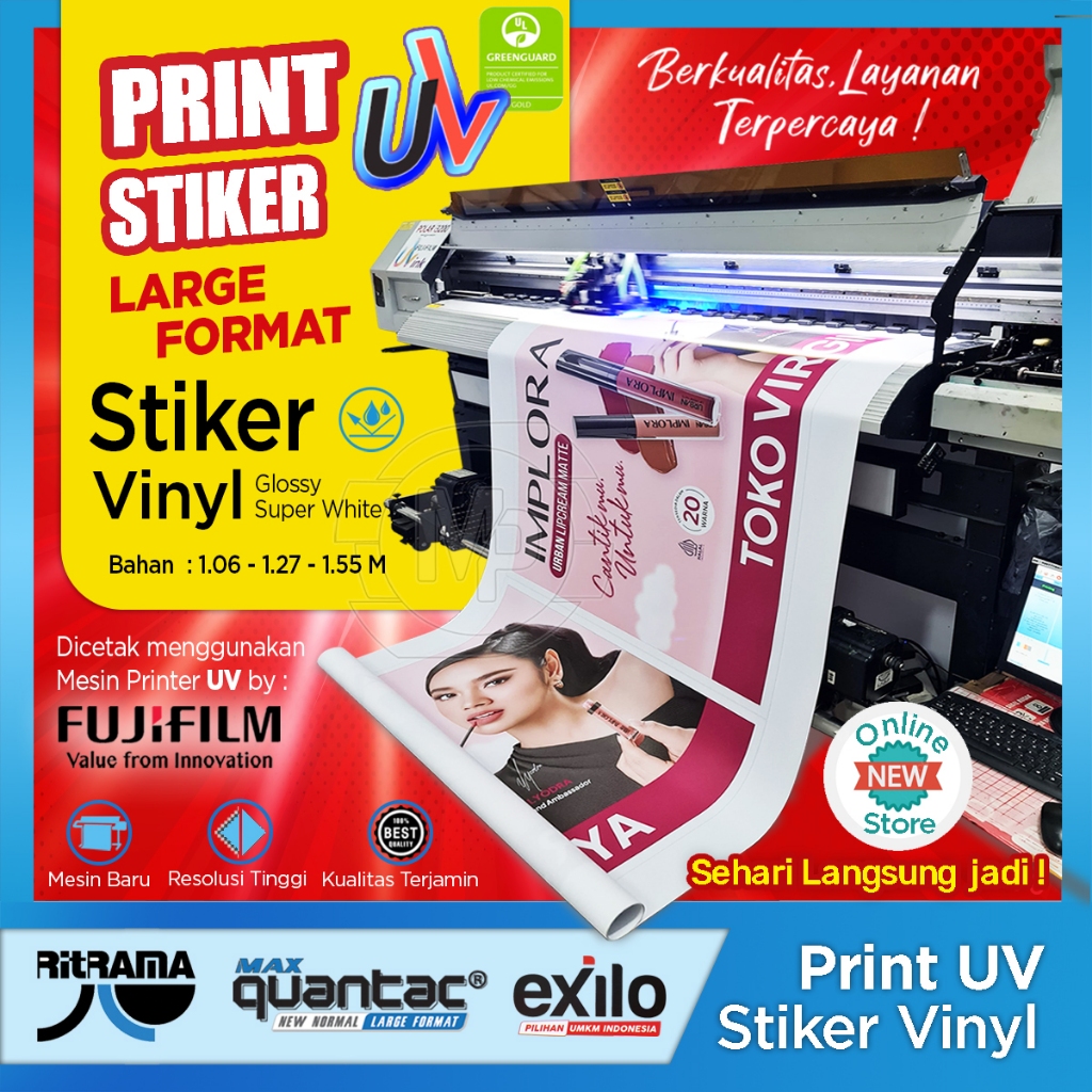 Jual CETAK STIKER METERAN UV INK VINYL RITRAMA, QUANTAC, EXILO uk 0.5M ...