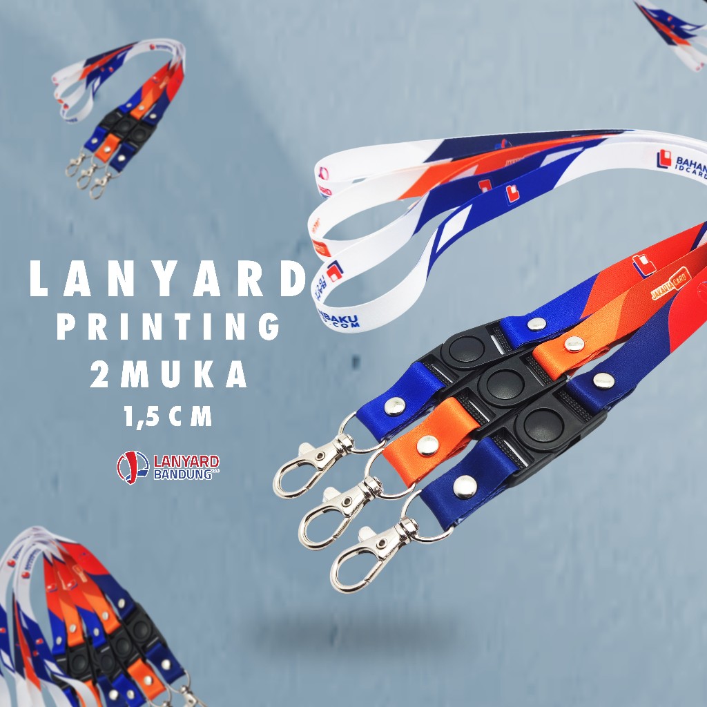 Jual cetak lanyard sublim 1,5cm 2muka / tali idcard print 1,5cm / pita ...