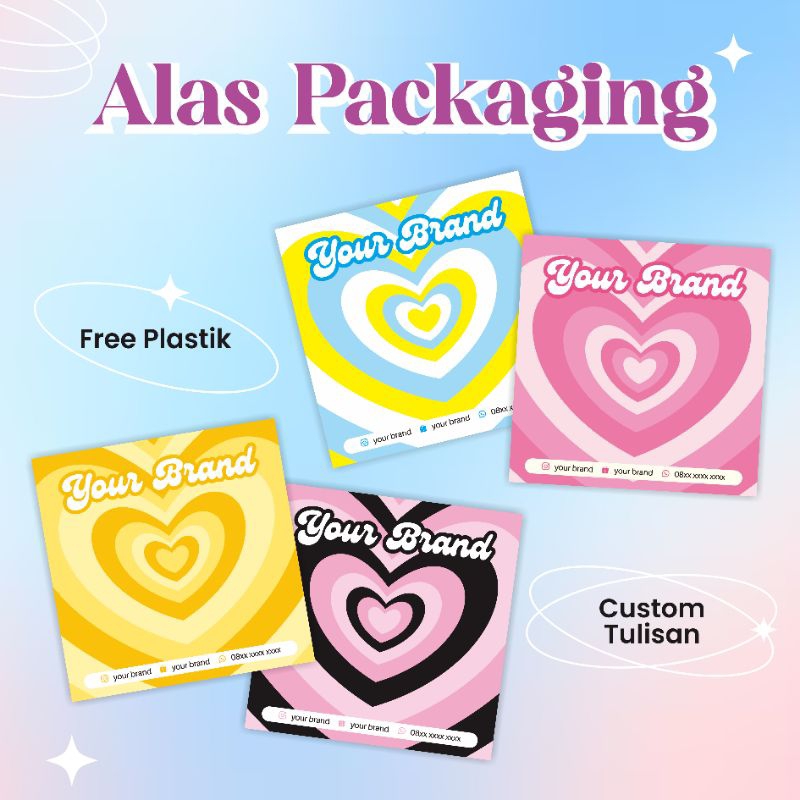 Jual [FREE PLASTIK] Alas Packaging Tema Love ukuran 7x7cm, 8x8cm | Alas ...