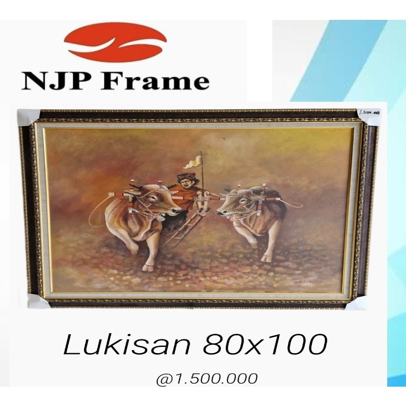 Jual NJP Bogor_ Lukisan Karapan Sapi (80 x 100) | Shopee Indonesia