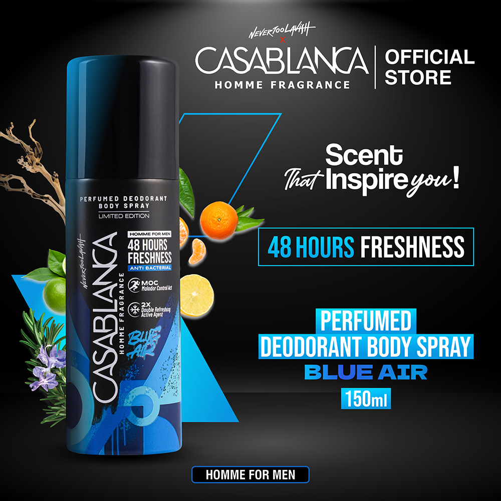Jual Casablanca Homme Perfumed Deodorant Body Spray Blue Air 150ml ...