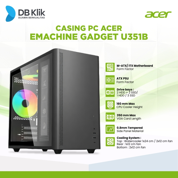 Jual Casing PC Acer Emachine Gadget U351B m-Atx Black - U351 | Shopee ...