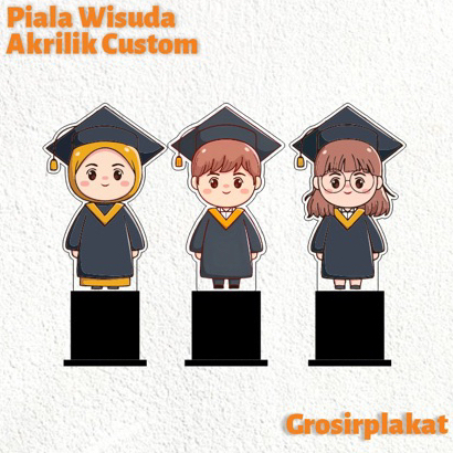 Jual Piala Akrilik Wisuda Toga Hitam Kartun Piala Kelulusan - Piala ...