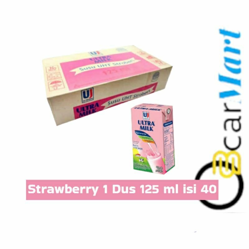 Jual DEPO Susu ULTRA MILK 125ml 1 Dus Susu Kotak UHT Full cream Rasa Strawberry Coklat Stroberi ...