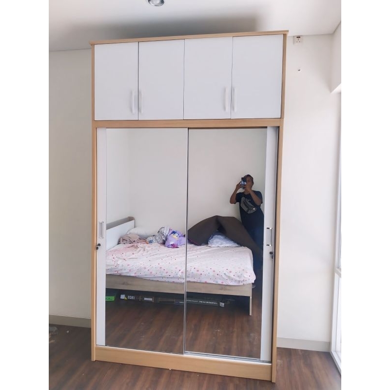 Jual Lemari Pakaian Pintu Sliding Kabinet Lemari Sliding Ful Cermin