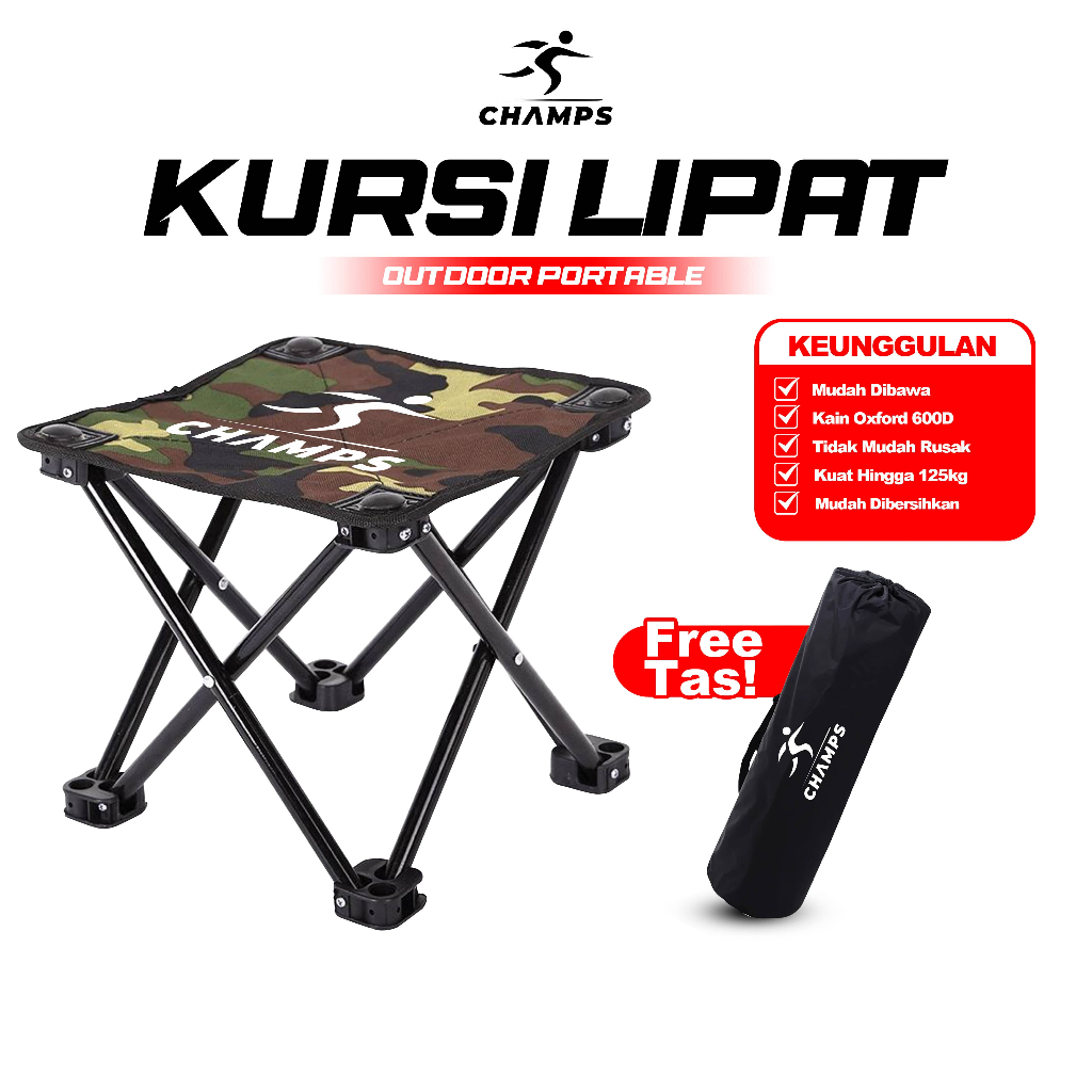 Jual CHAMPS Kursi Lipat Portable CH-804 - Kursi Lipat Camping Kursi Lipat Serbaguna Outdoor ...