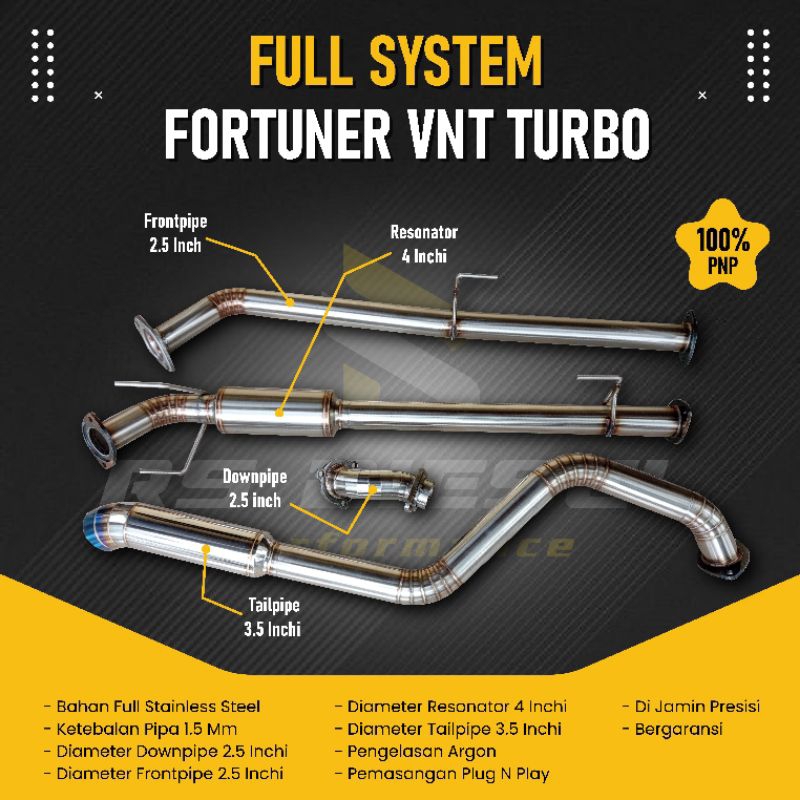 Jual Knalpot fortuner vnt turbo full system stainless plug n play ...