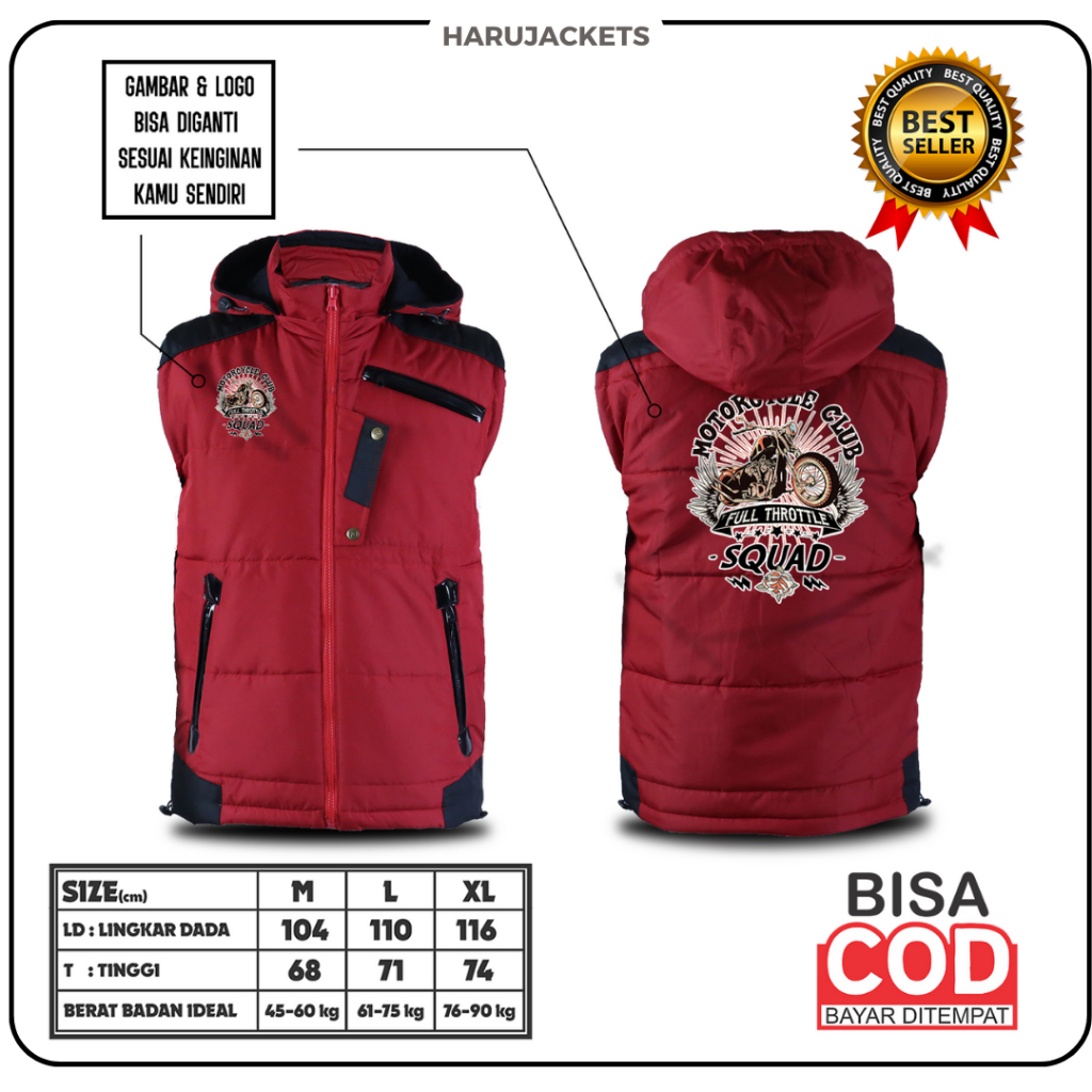 Jual Rompi Custom Full Throttle Motrcycle Club Wp Parasut - Rompi Pria ...