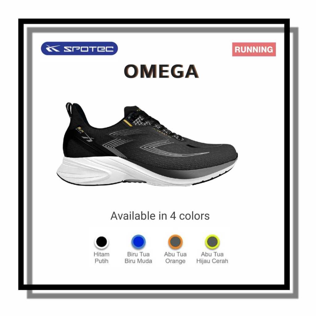 Jual SPOTEC Sepatu RUNNING OMEGA Warna Hitam - Putih | Shopee Indonesia